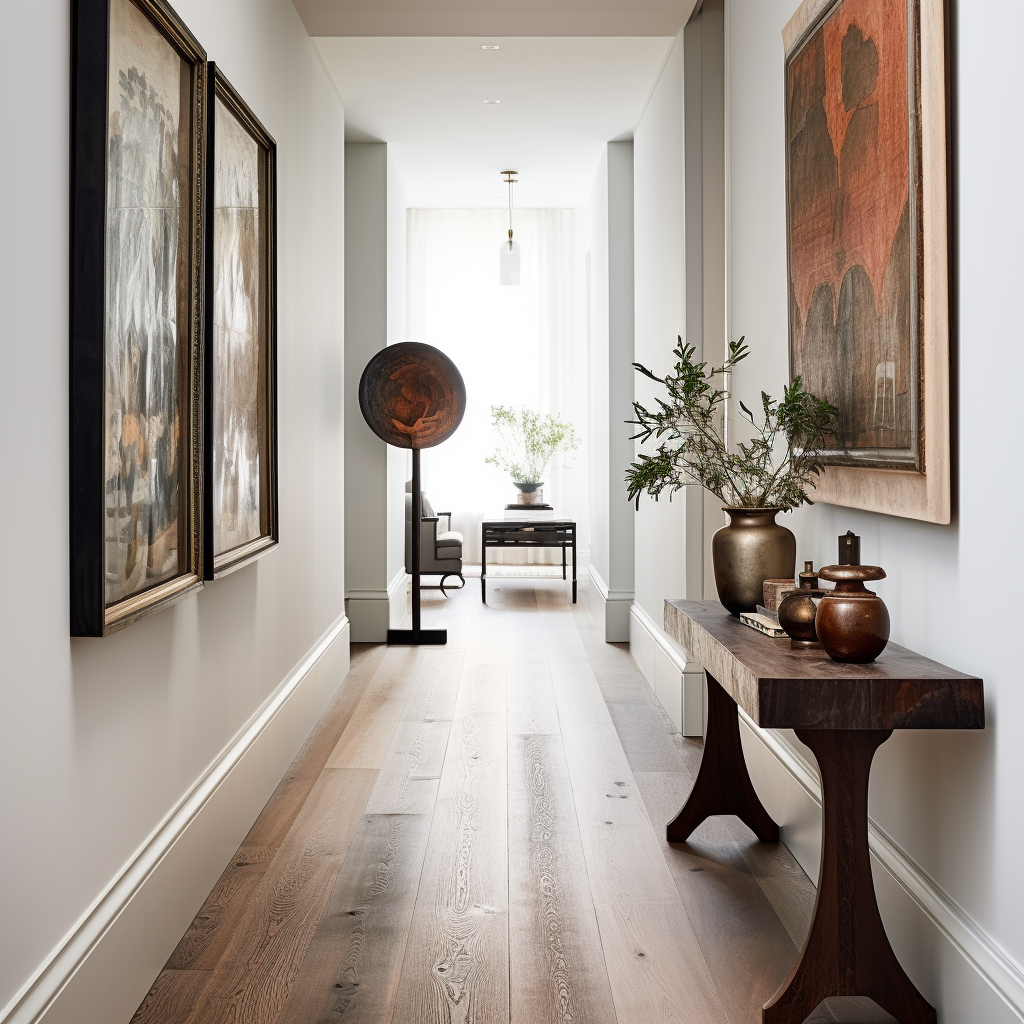 Interior design solutions for a long narrow hall