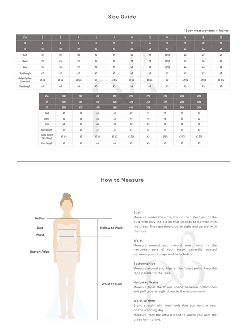 Size Chart — Premium Bridal Portal.