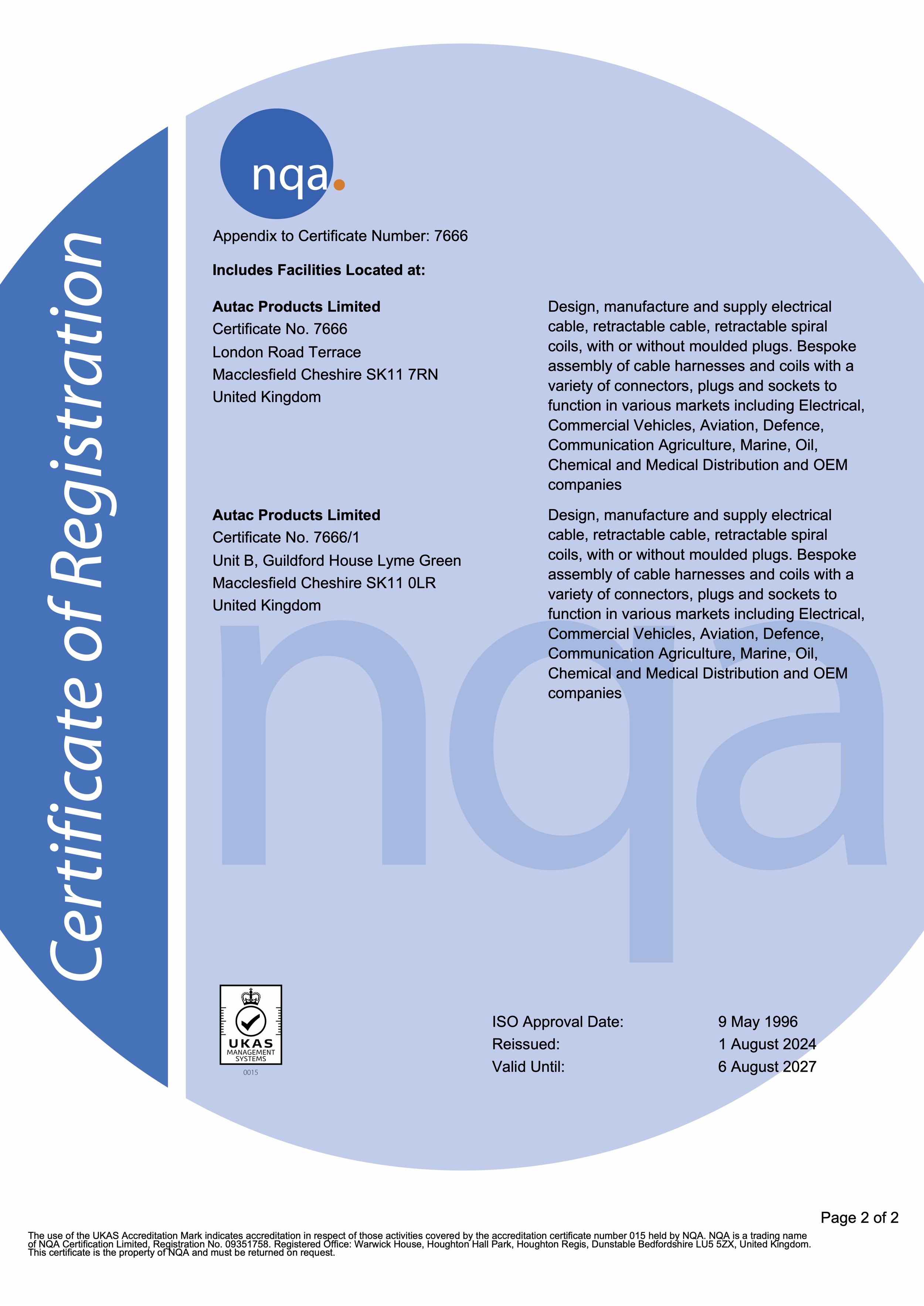 NQA to ISO 9001:2015 Certification — AUTAC