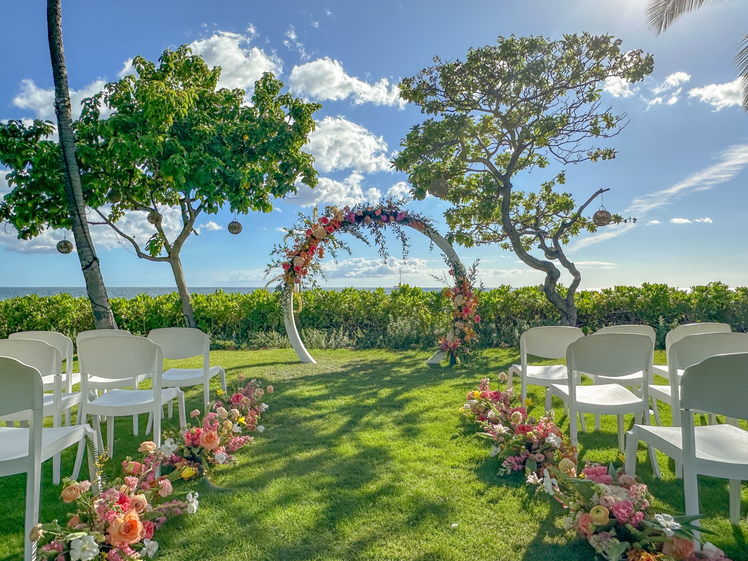 3/4 circular white maple espresso wedding arch alter altar rental in ...