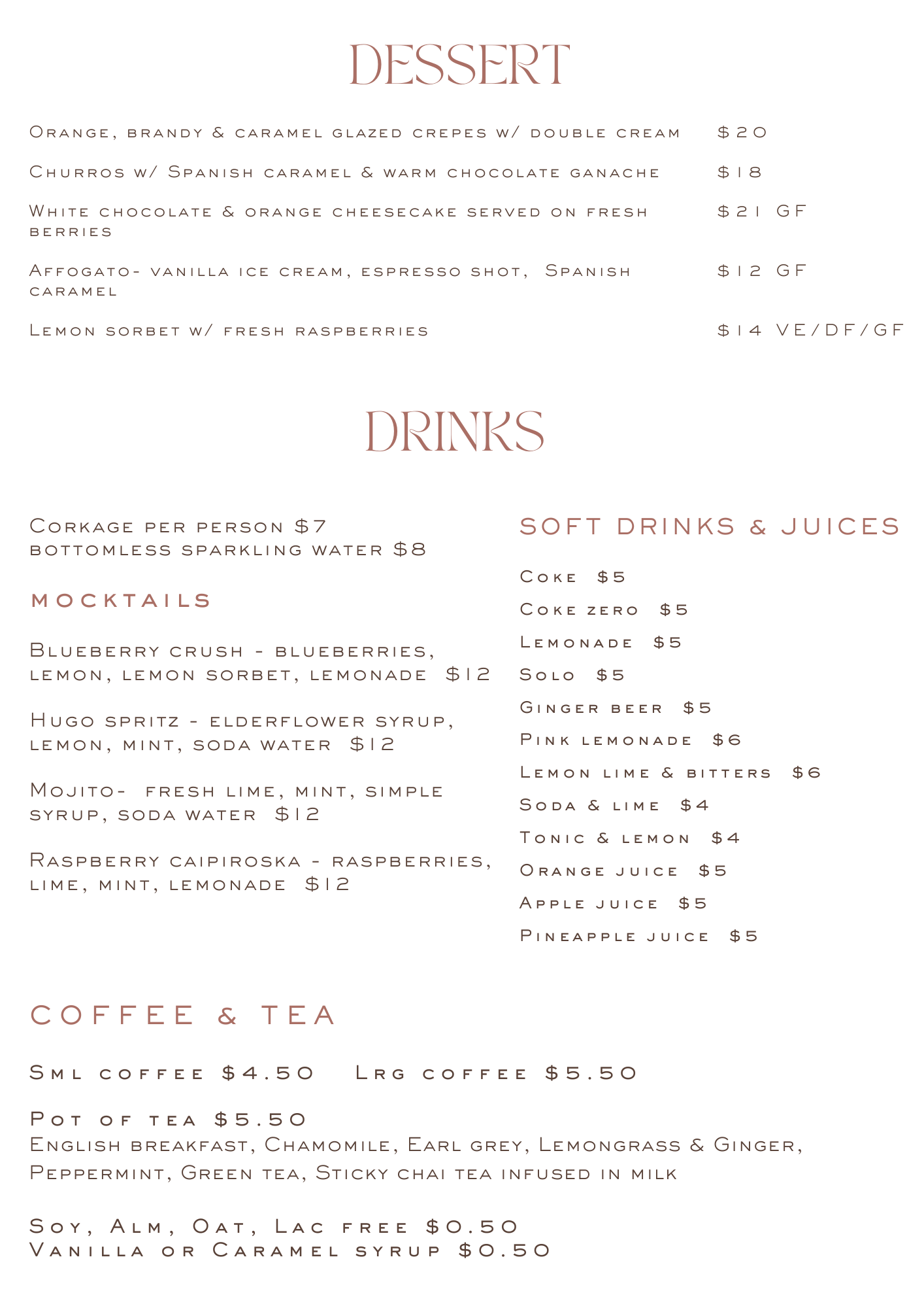 Menu 1 — Jasper's