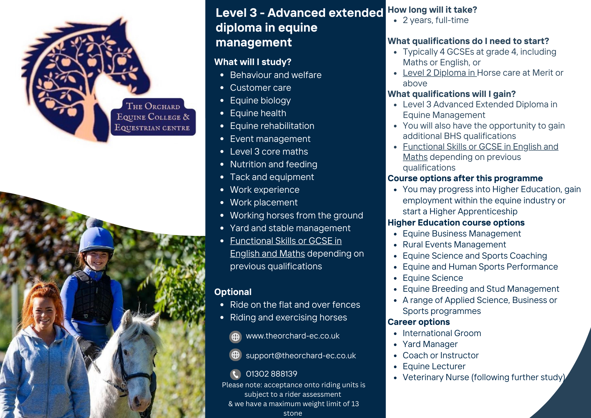 Level 3 Advanced Diploma in Equine management — The Orchard Equine ...