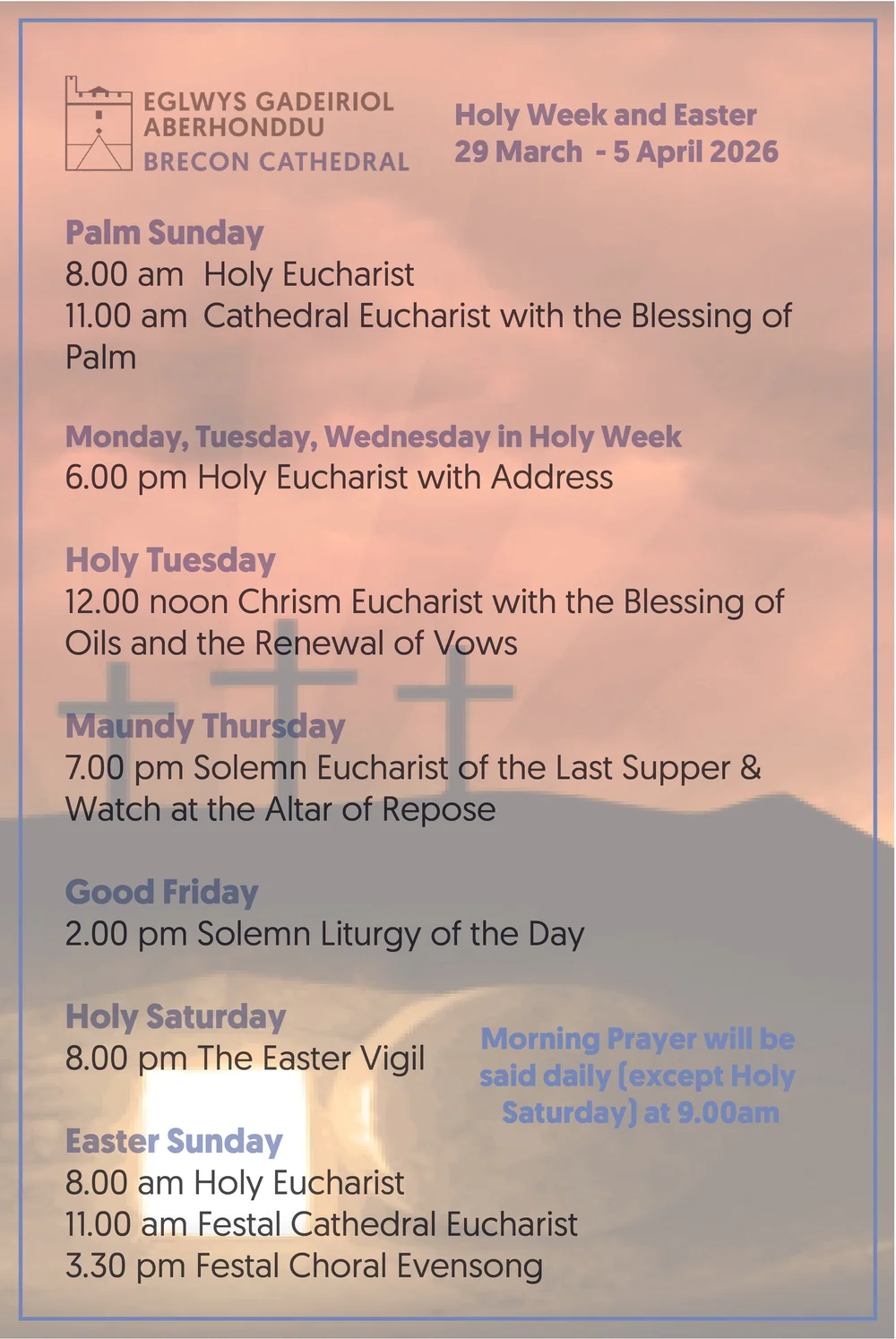 Holy Week & Easter 2026 — Brecon Cathedral