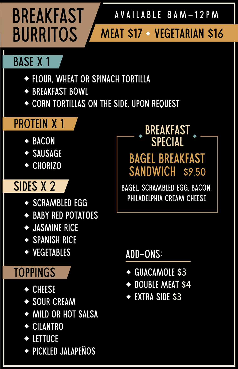 Burrito Bar Menu — BIG SUR RIVER INN