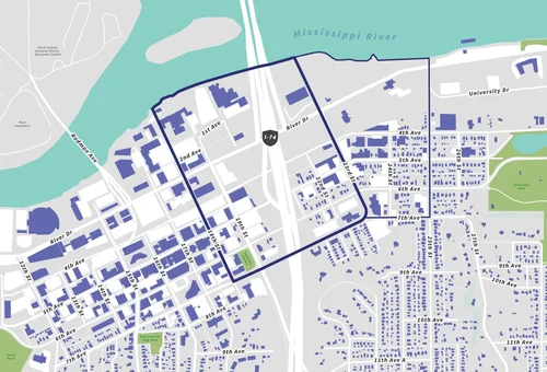 Moline River Front + Centre Plan