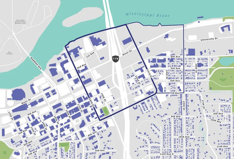 Moline River Front + Centre Plan