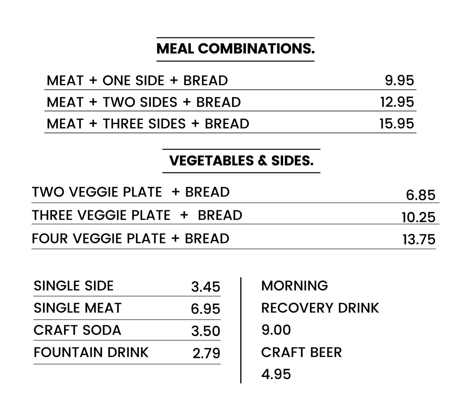 Menu — Belle Meade Meat & Three