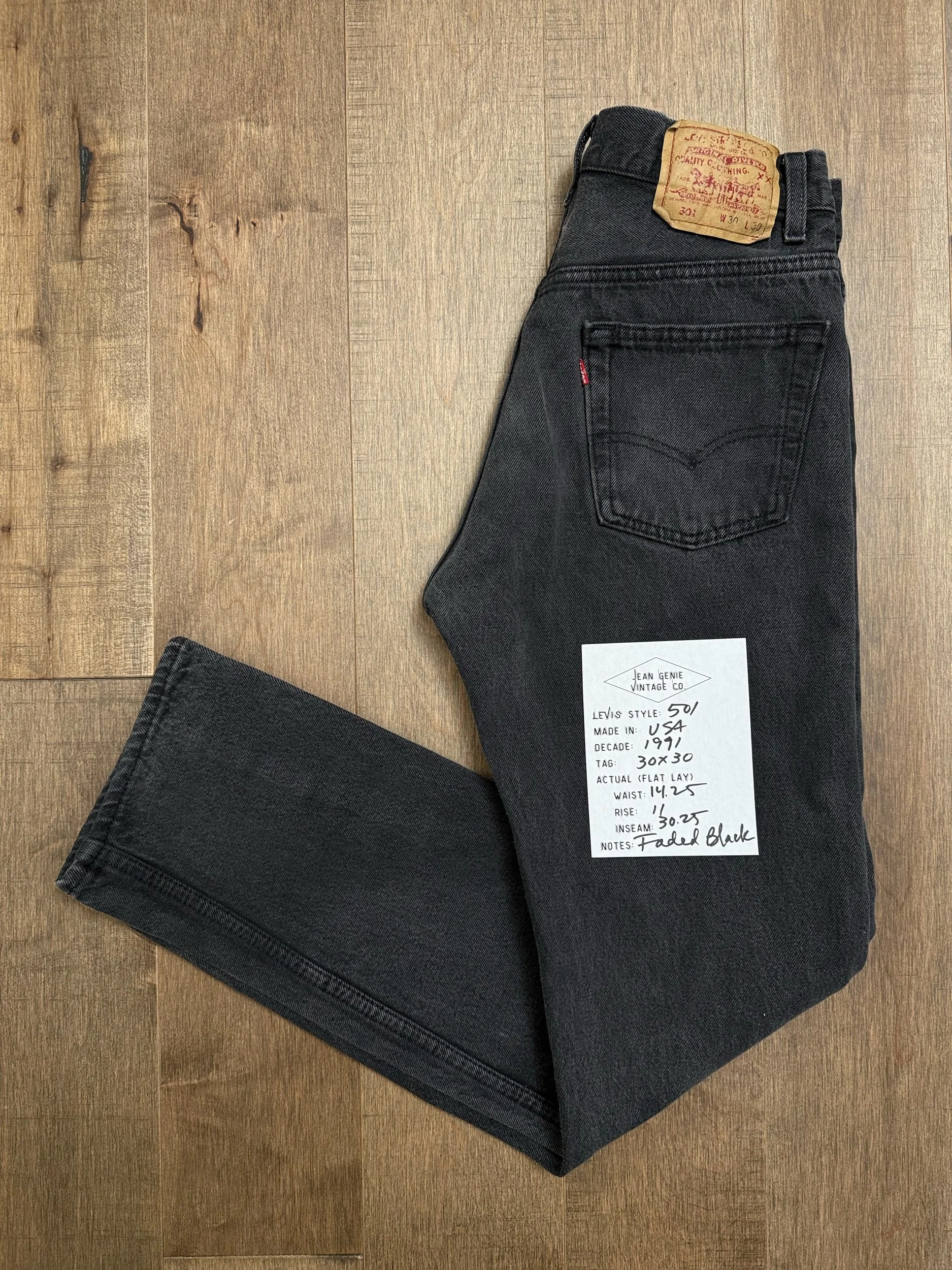 1991 Levi’s USA 501 Tag 30x30 Actual 28x30 — Jean Genie Vintage Co.