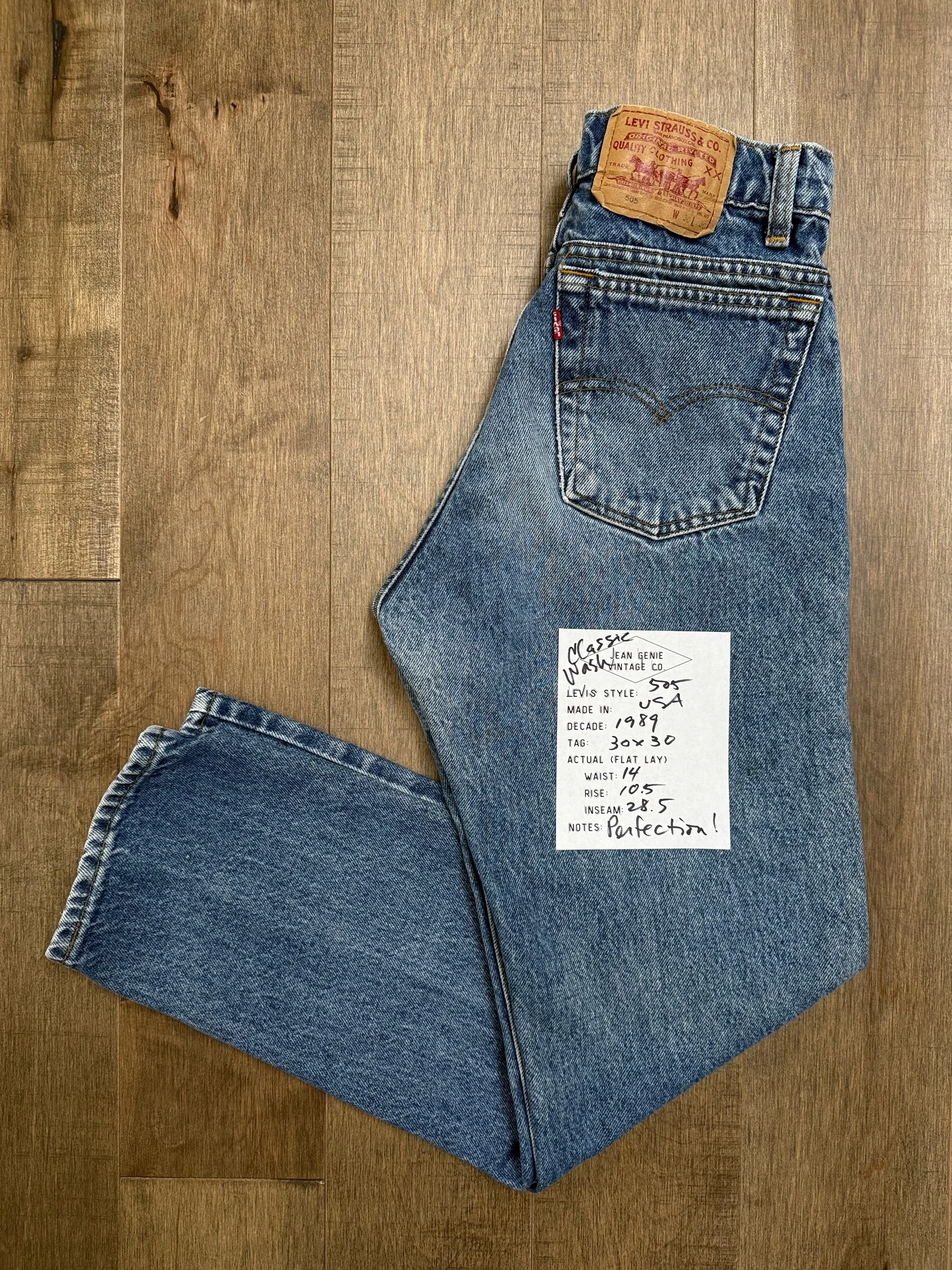 1989 Levi’s USA 505 Tag 30x30 Actual 28x28.5 — Jean Genie Vintage Co.