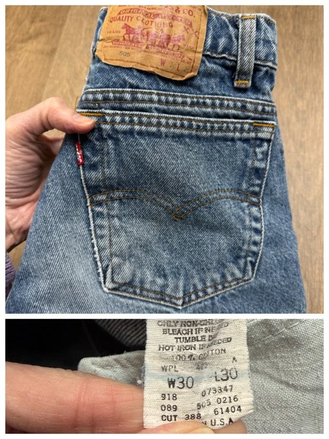 1989 Levi’s USA 505 Tag 30x30 Actual 28x28.5 — Jean Genie Vintage Co.