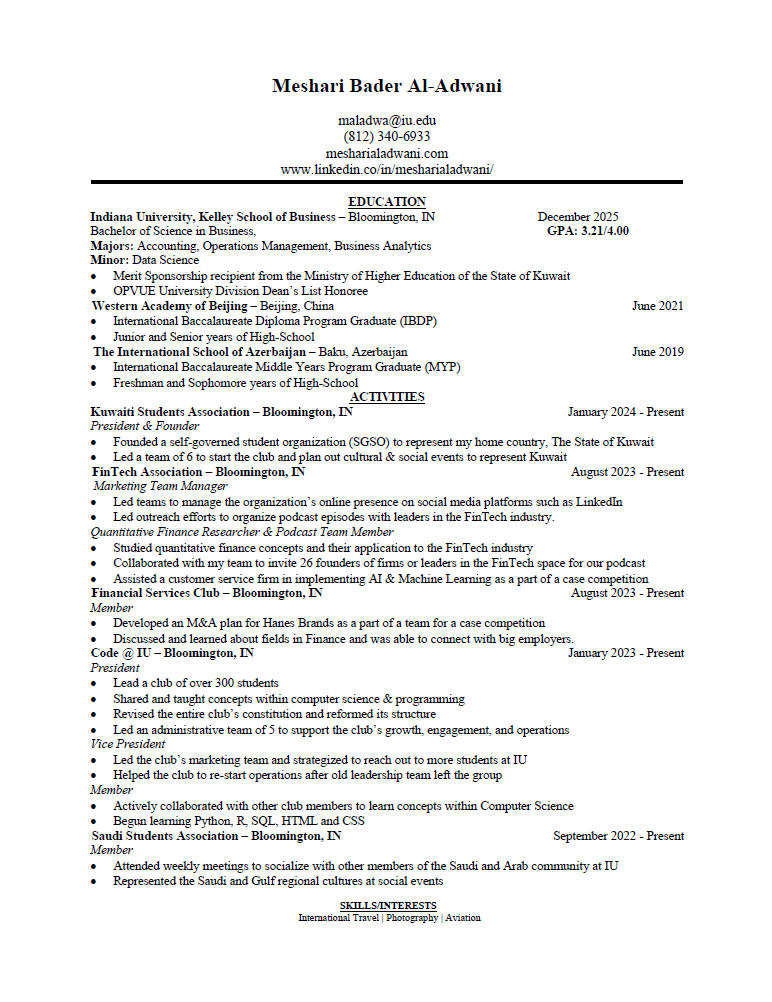 Resume — Meshari Al-Adwani