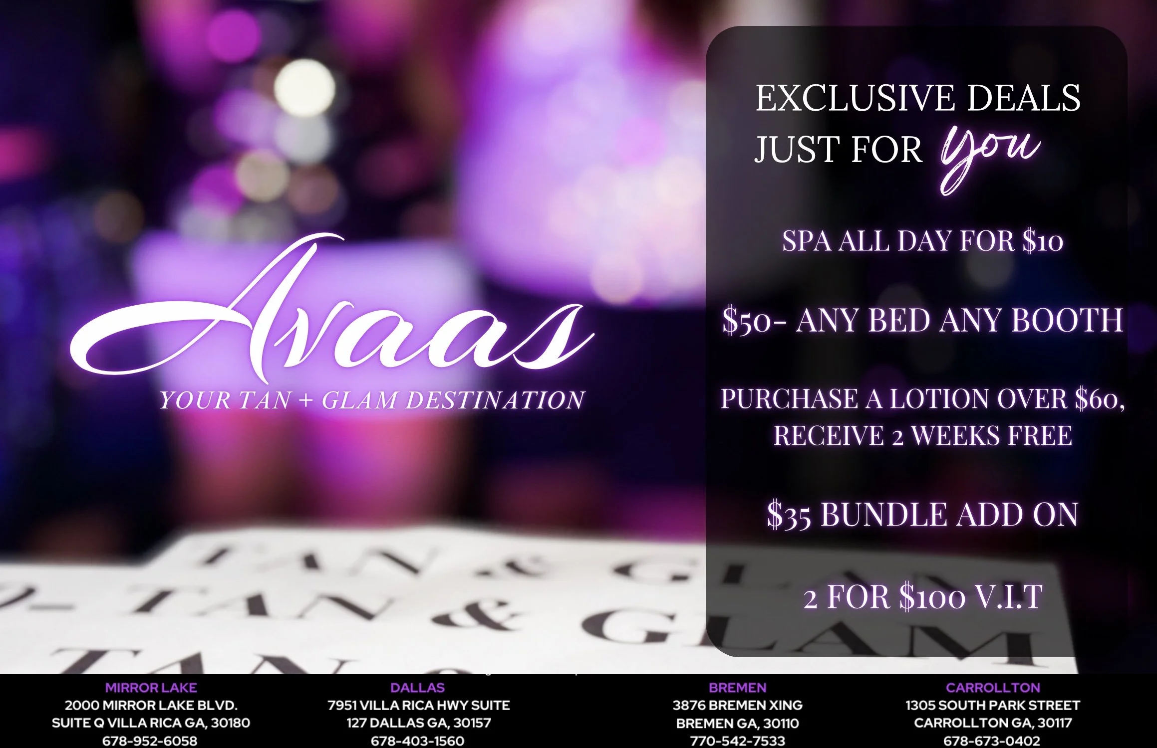 Specials — Avaas Spa & Tan