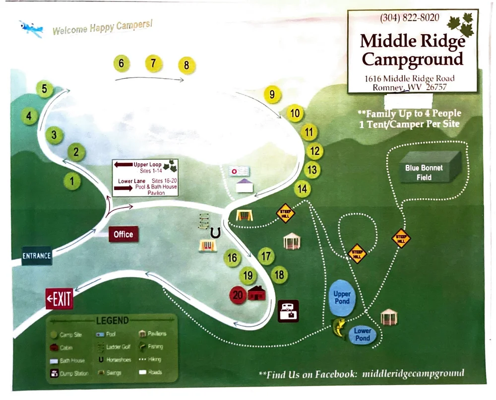 Campground Map — Middle Ridge Campground
