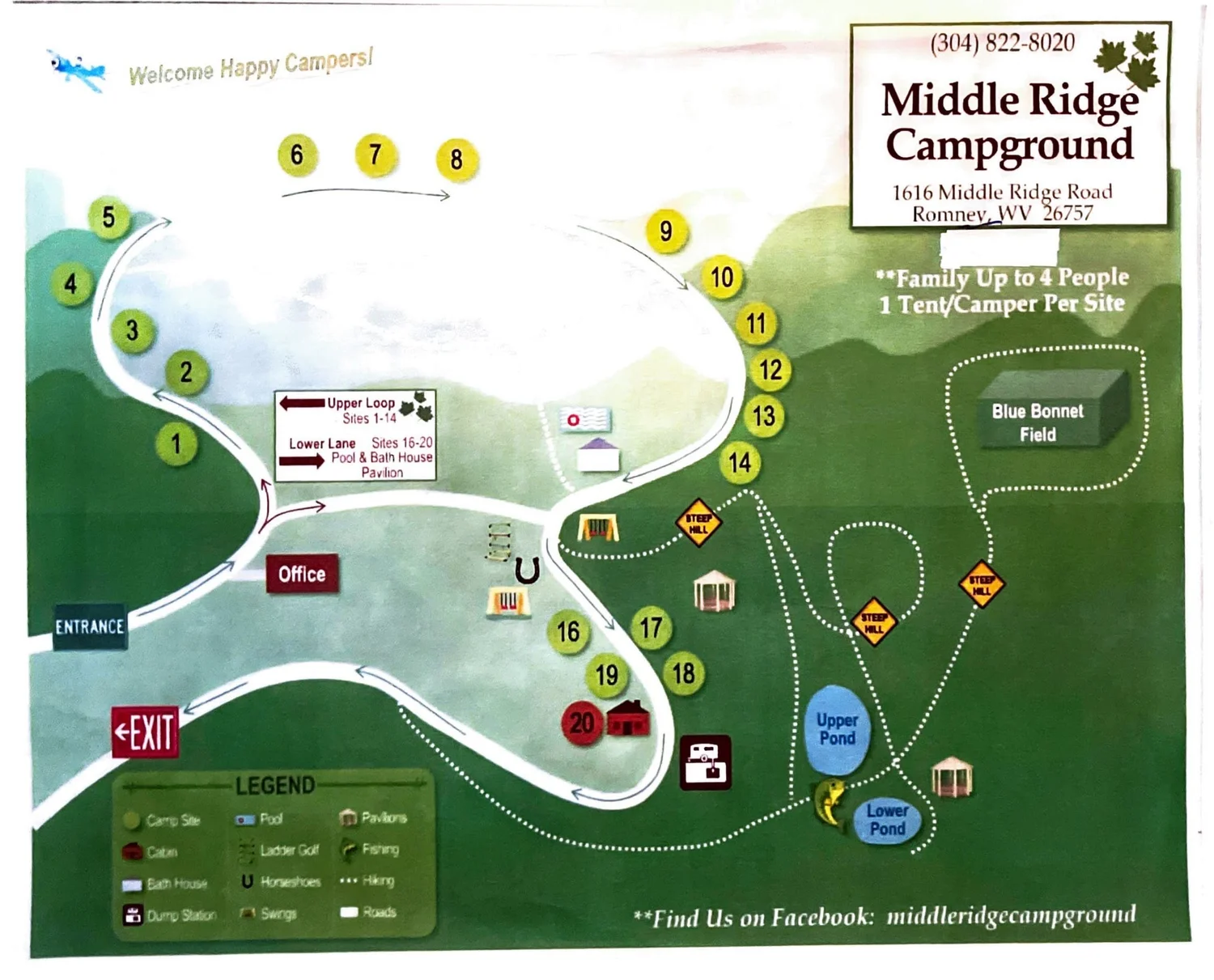 Campground Map — Middle Ridge Campground