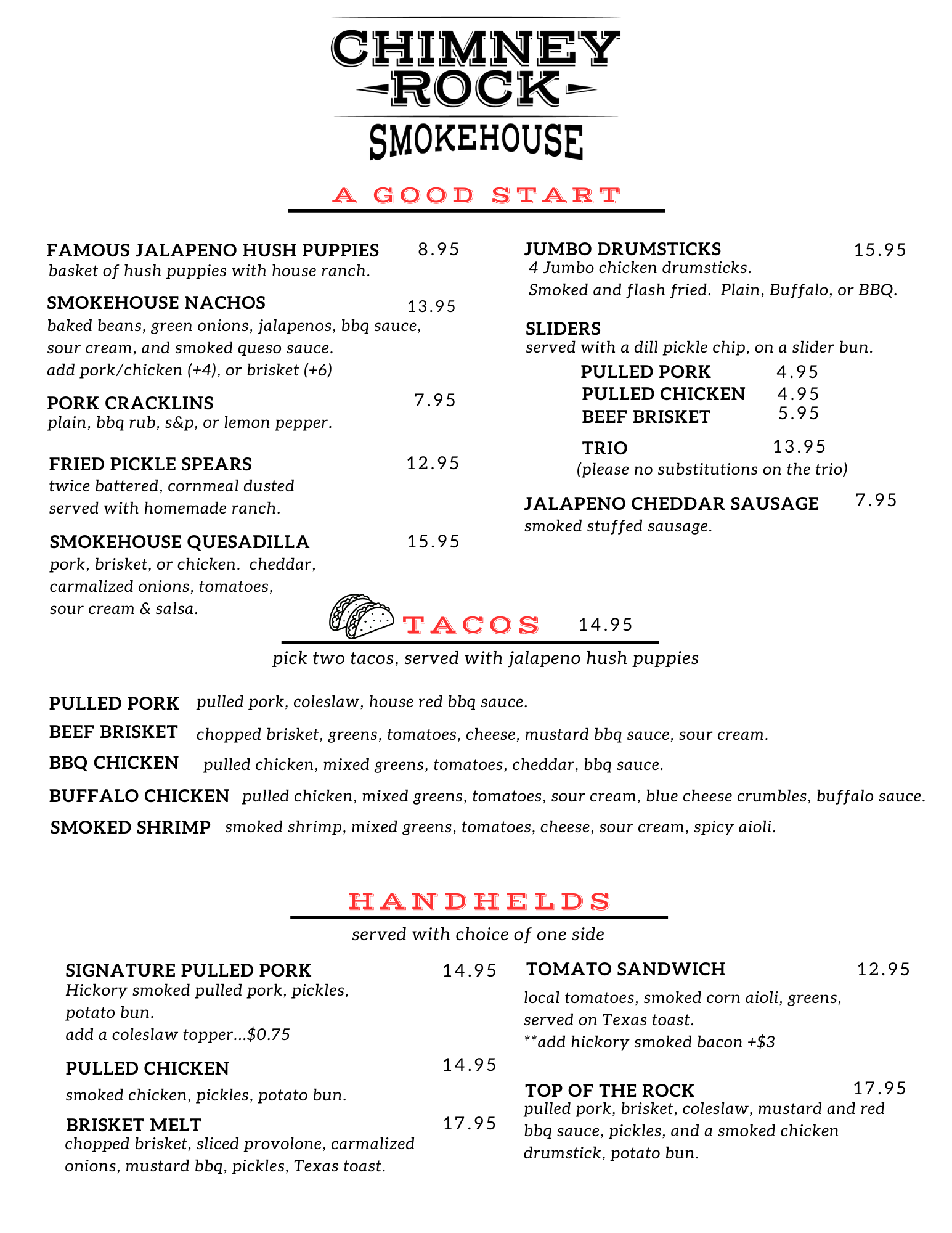 BBQ Menu in Chimney Rock NC | Chimney Rock Smokehouse — Chimney Rock ...