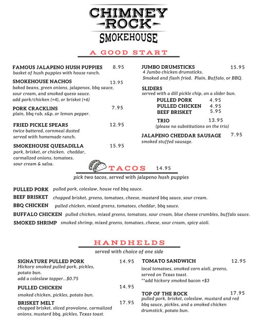 BBQ Menu in Chimney Rock NC | Chimney Rock Smokehouse — Chimney Rock ...