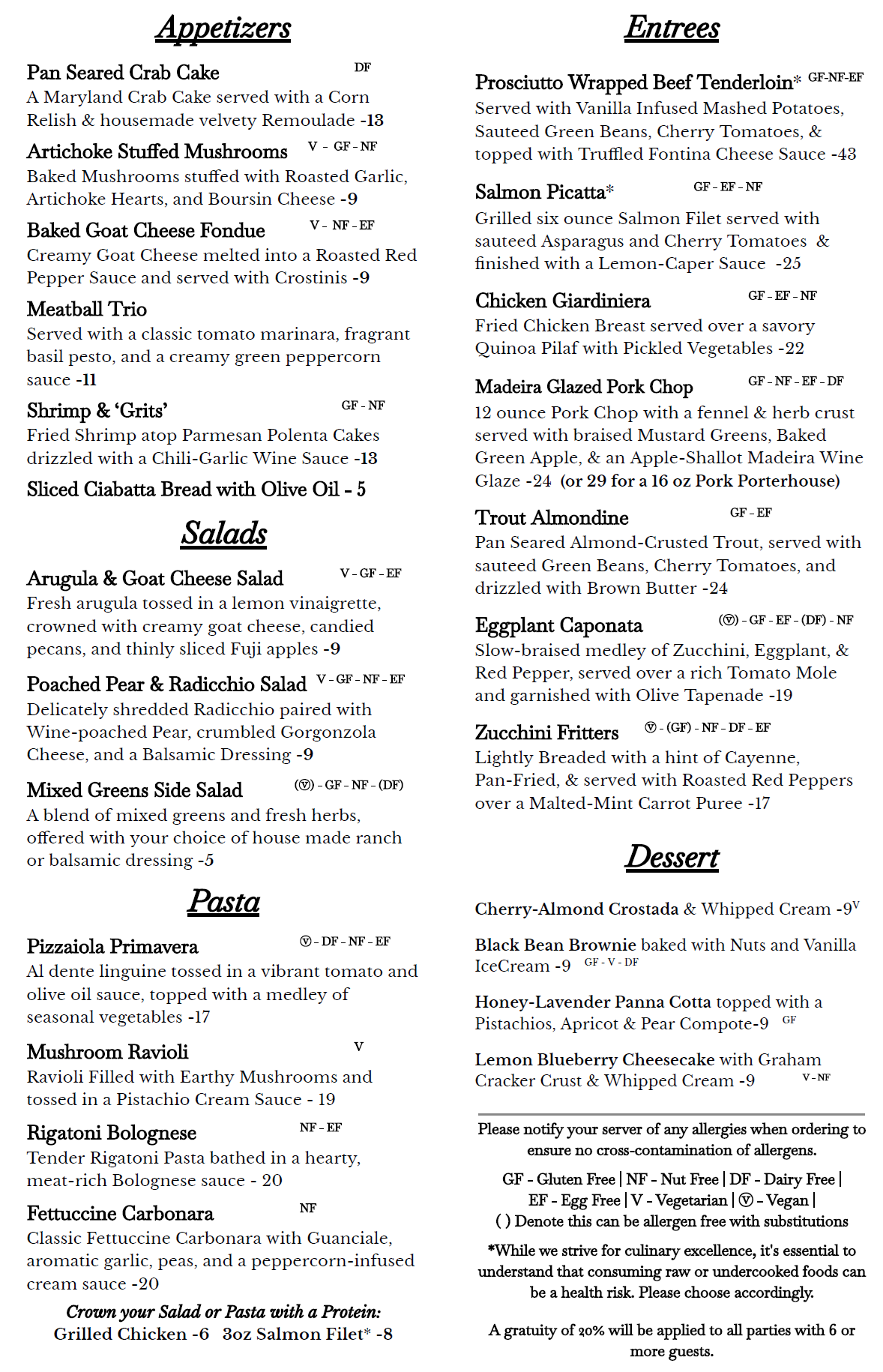Menu — Queen City Bistro
