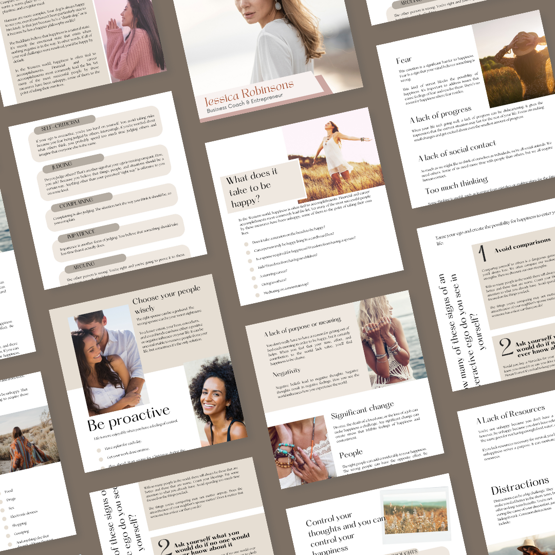 30 Page Self-Discovery eBook "Chasing Happiness" 23 Bonus Worksheet ...