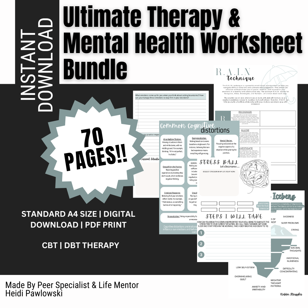 Inner Strength Mental Health Workbook | CBT Therapy Worksheet Bundle ...