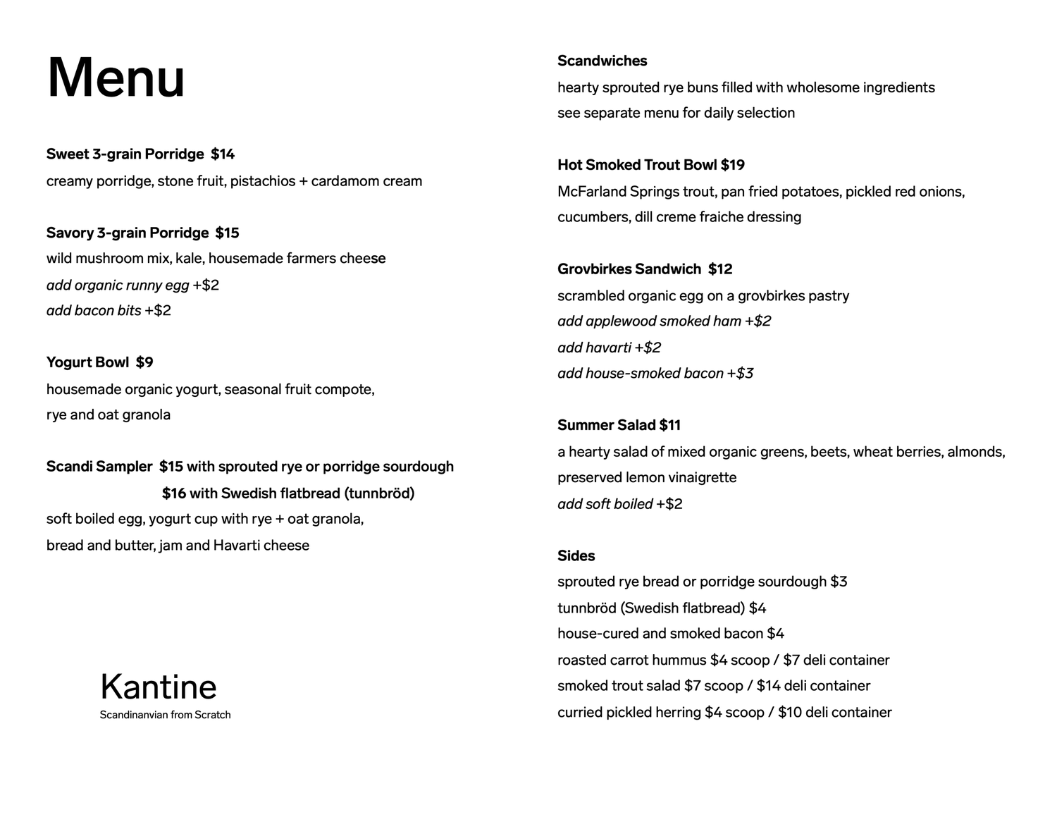 Sample Menu — Kantine