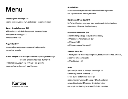 Sample Menu — Kantine