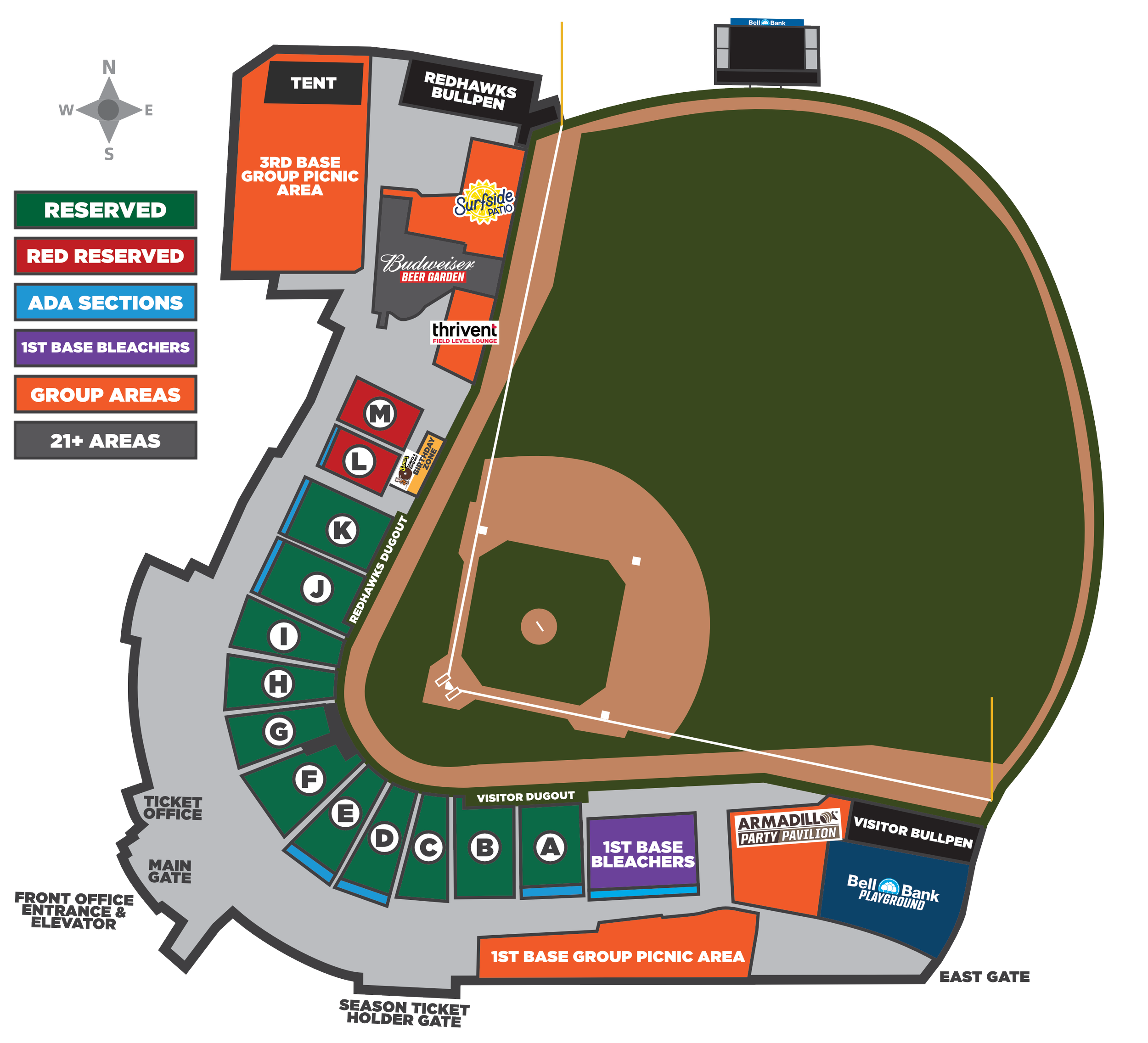 Stadium Map — Fargo-Moorhead RedHawks Baseball