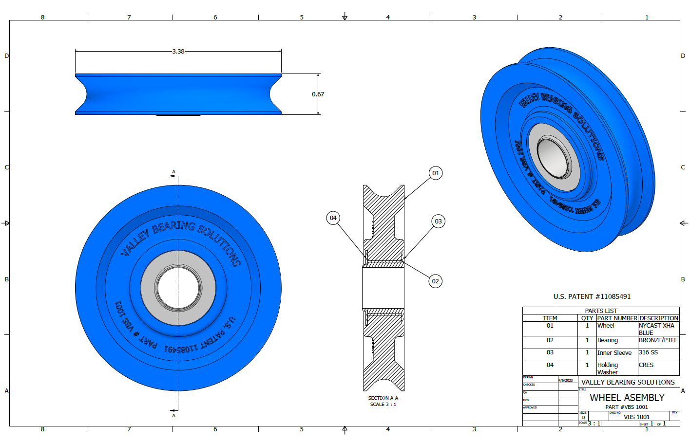 VBS-1000 Series Elevator Door Rollers — Valley Bearing Solutions