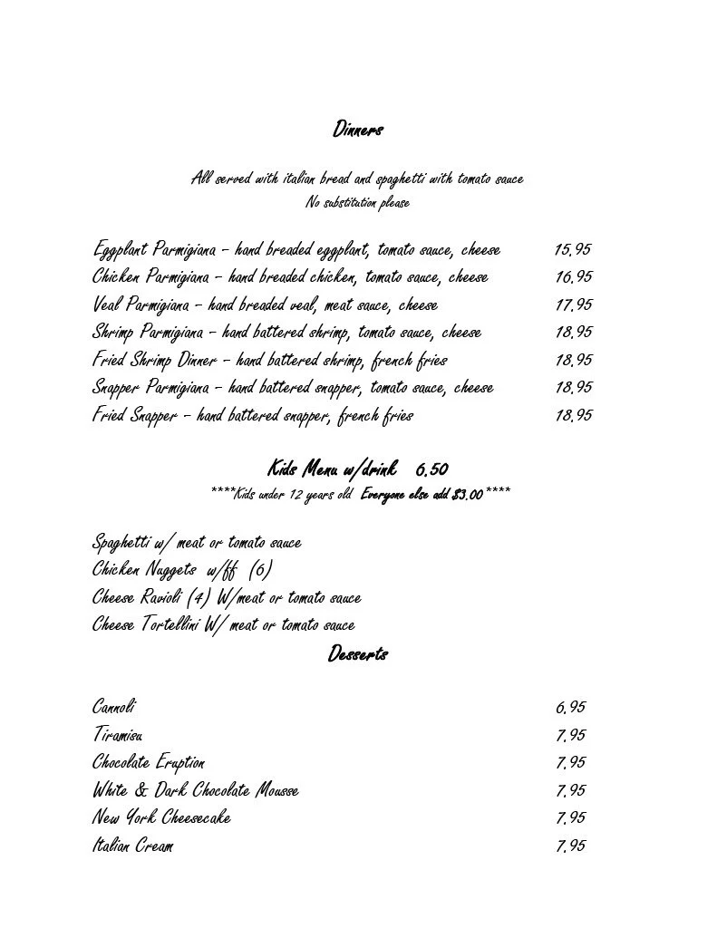 Menu 1 — Mama Teresa's Flying Pizza & Italian Restaurant