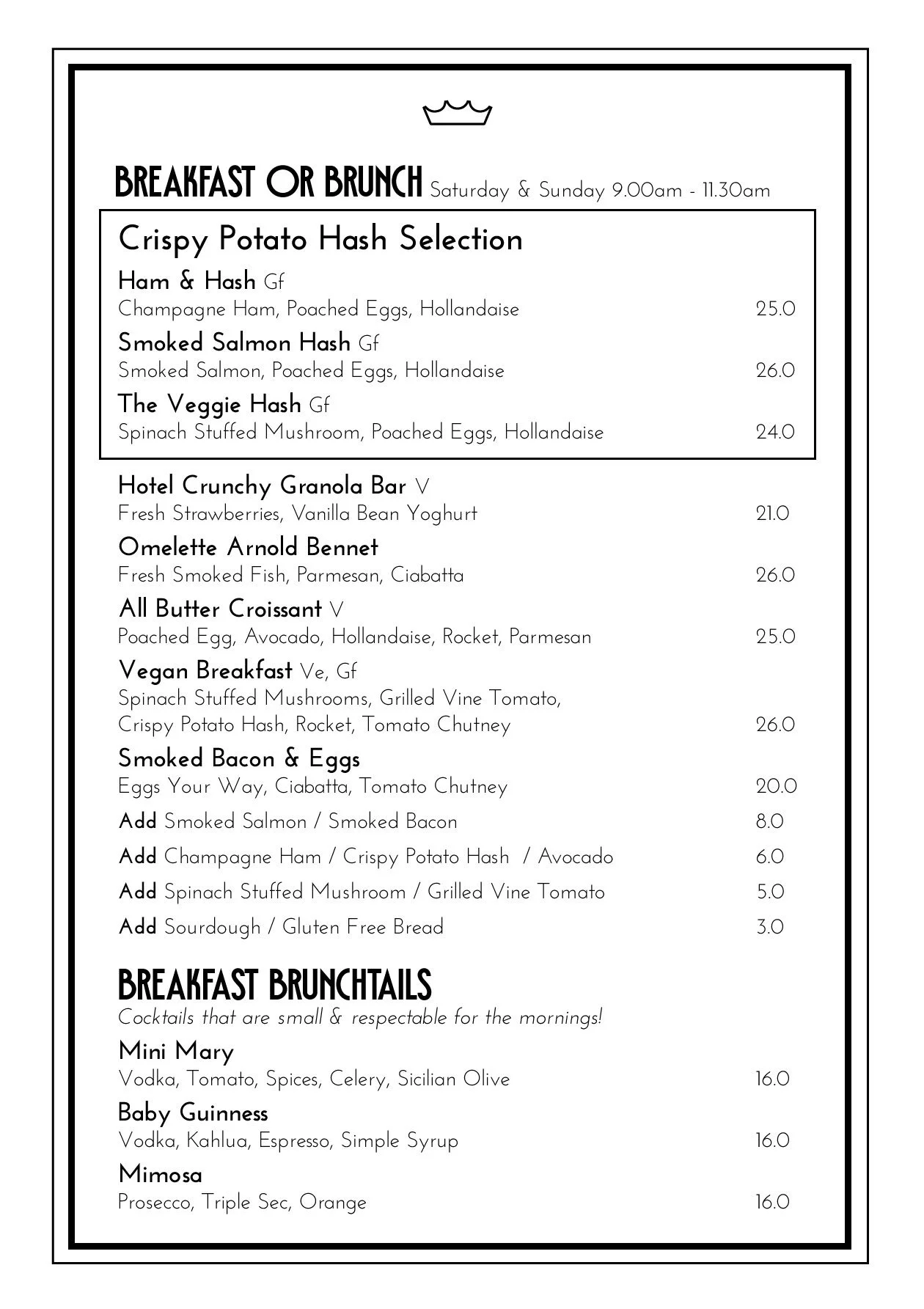 Menu — Warkworth Hotel