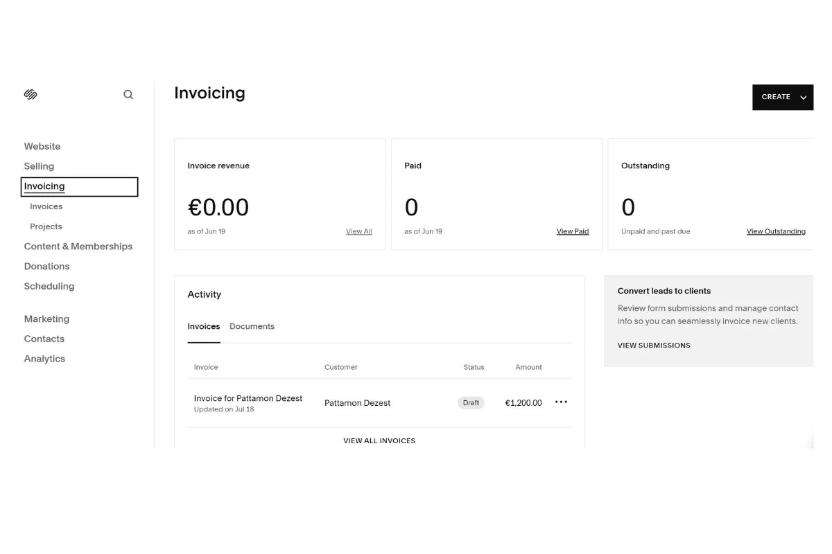 How to create an invoice on Squarespace