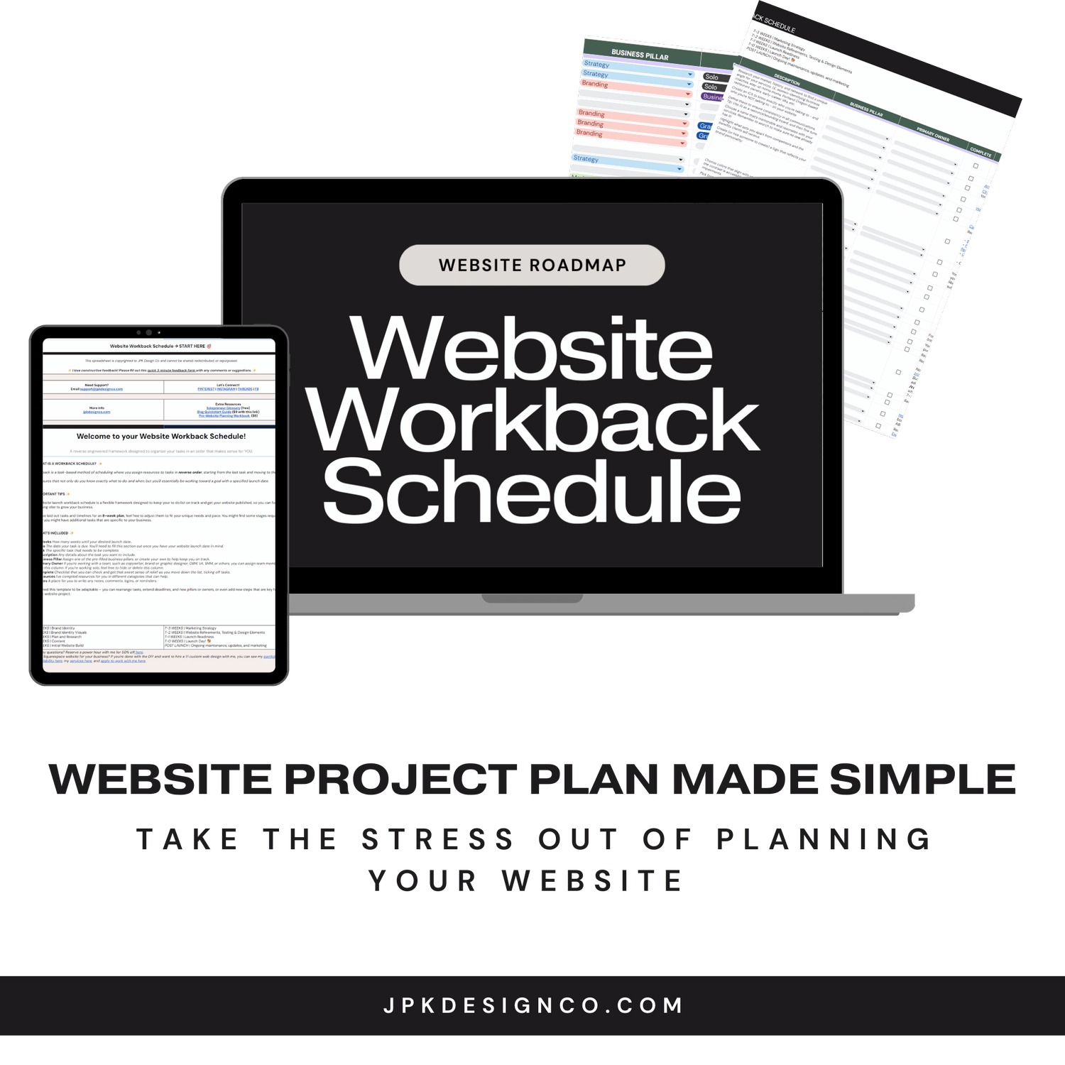 Website Project Plan Template: Workback Schedule | JPK Design Co