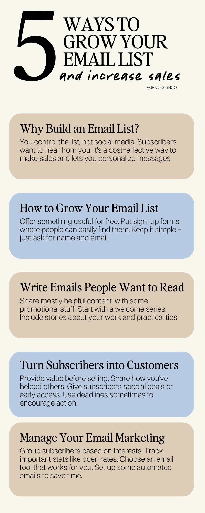 How to Grow Your Email List and Sell More | JPK Design Co