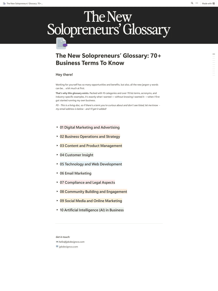 Business Terminology: 70+ Terms Every Solopreneur Needs to Know | JPK ...
