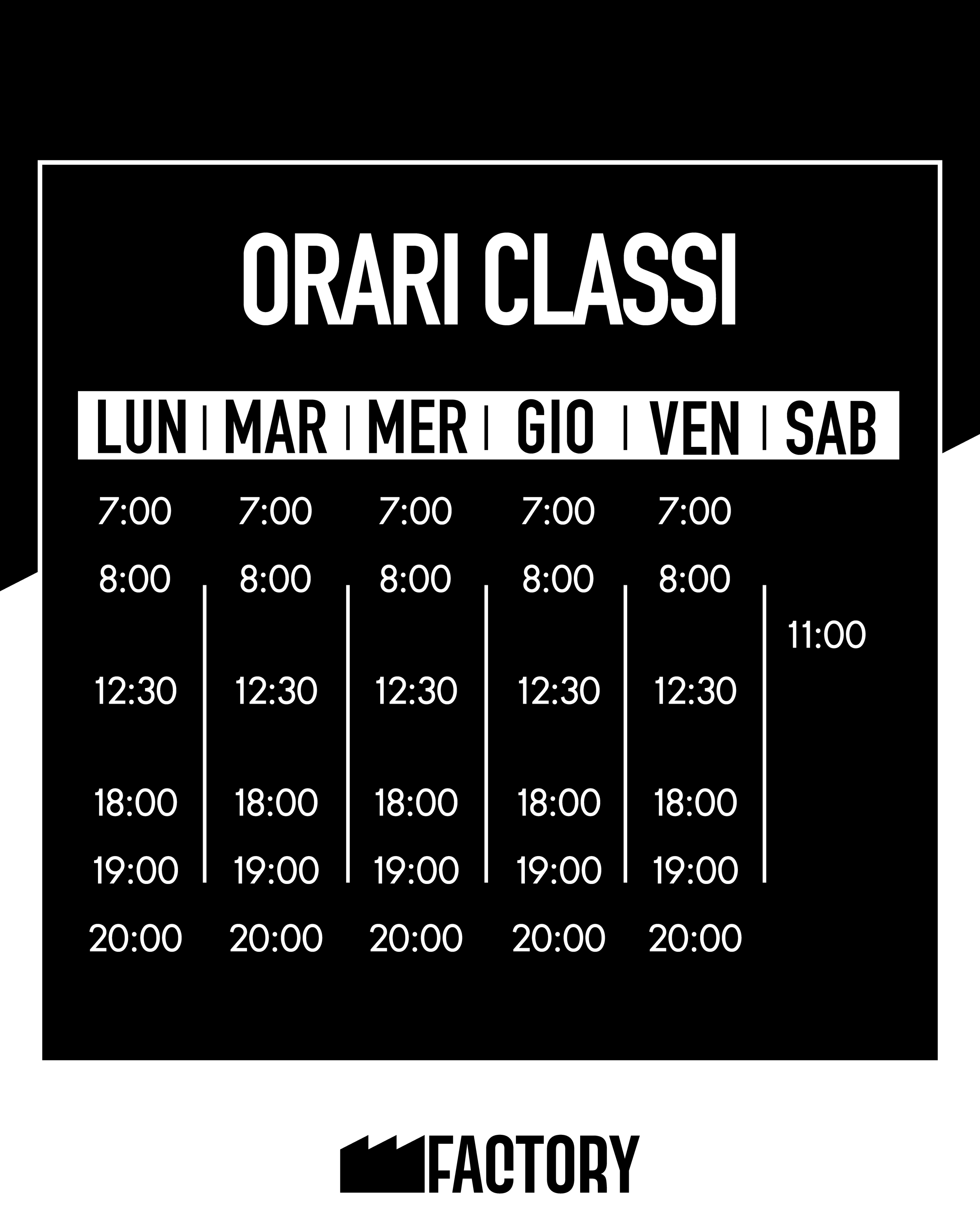 Orari Classi — Factory Precotto