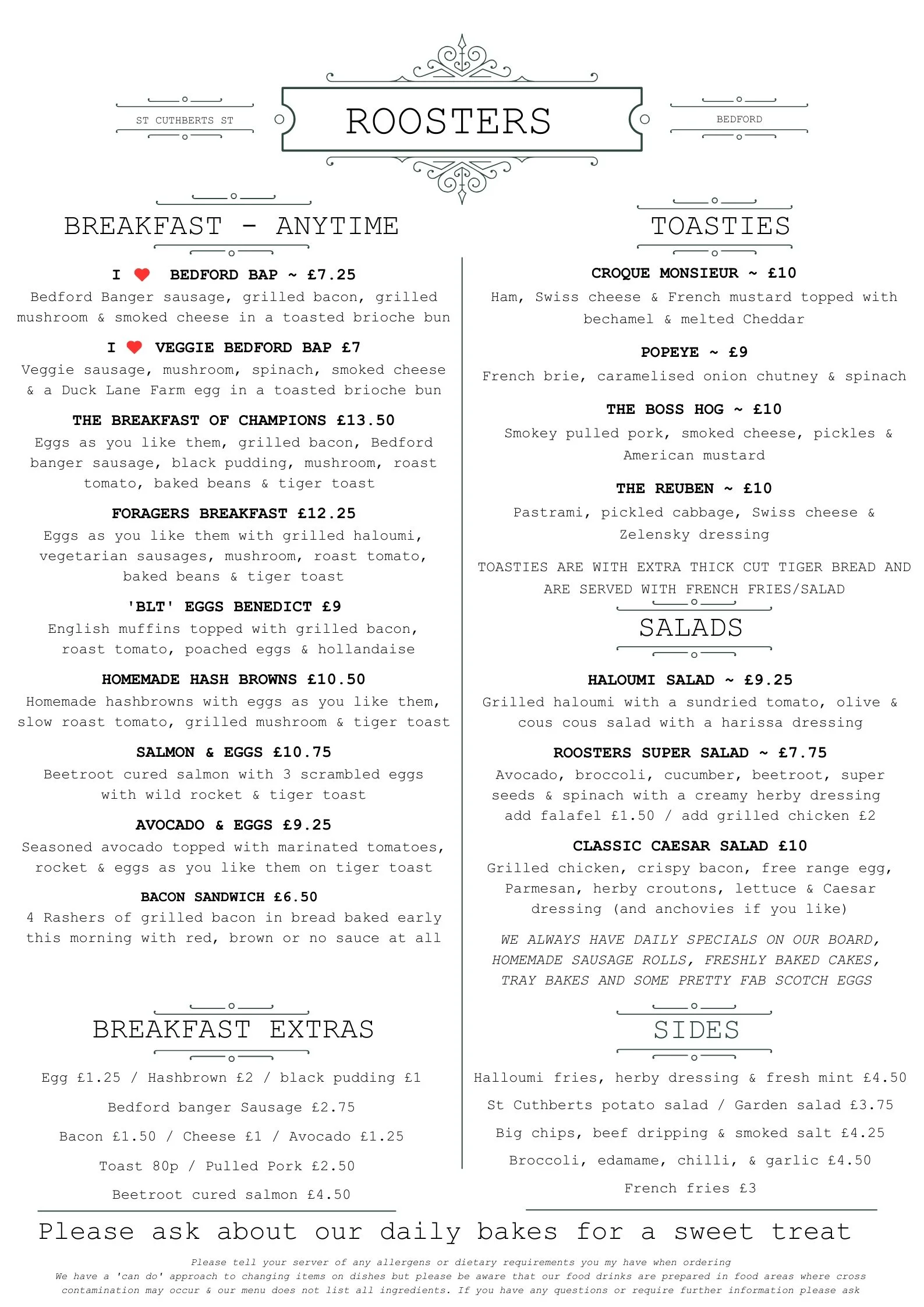 Menu — ROOSTERS