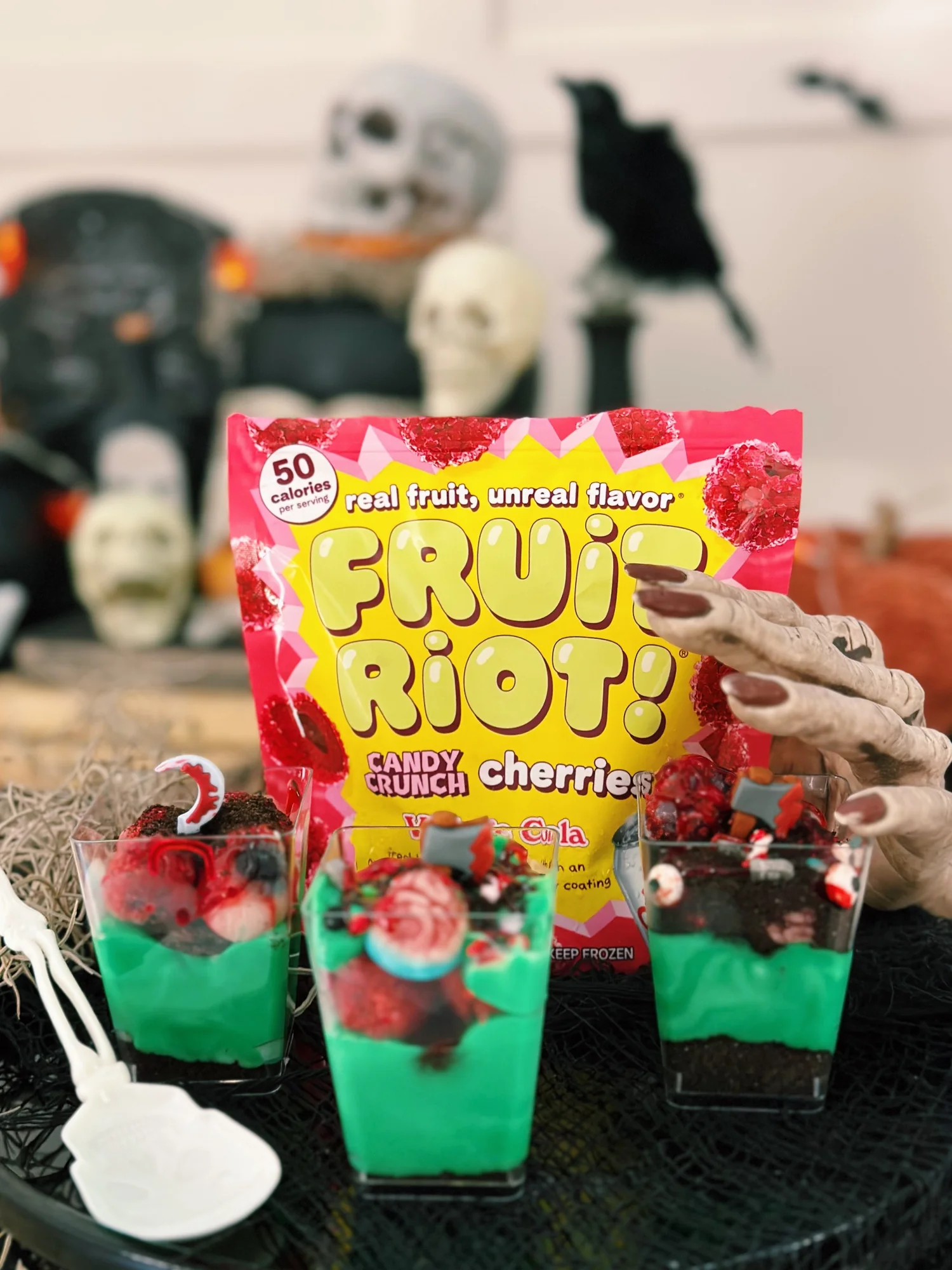 Halloween Zombie Parfait Dessert with Oreos, Pudding, and Fruit Riot ...
