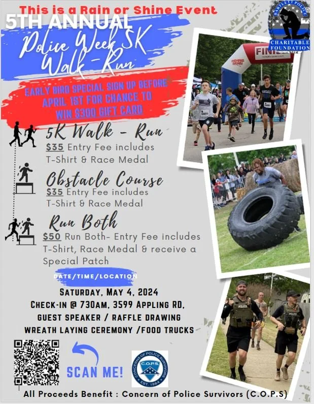 5th Annual Police Week 5K Walk/Run/Obstacle Course — Lett's Go Bartlett