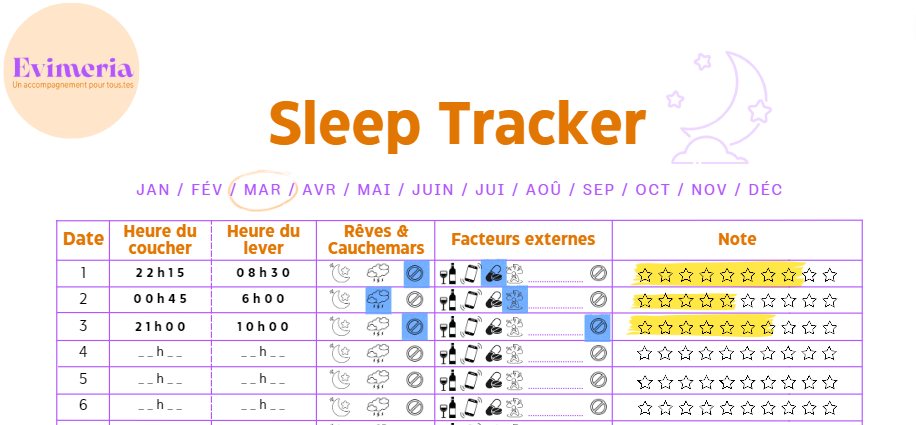 Tracker de sommeil — Evimeria