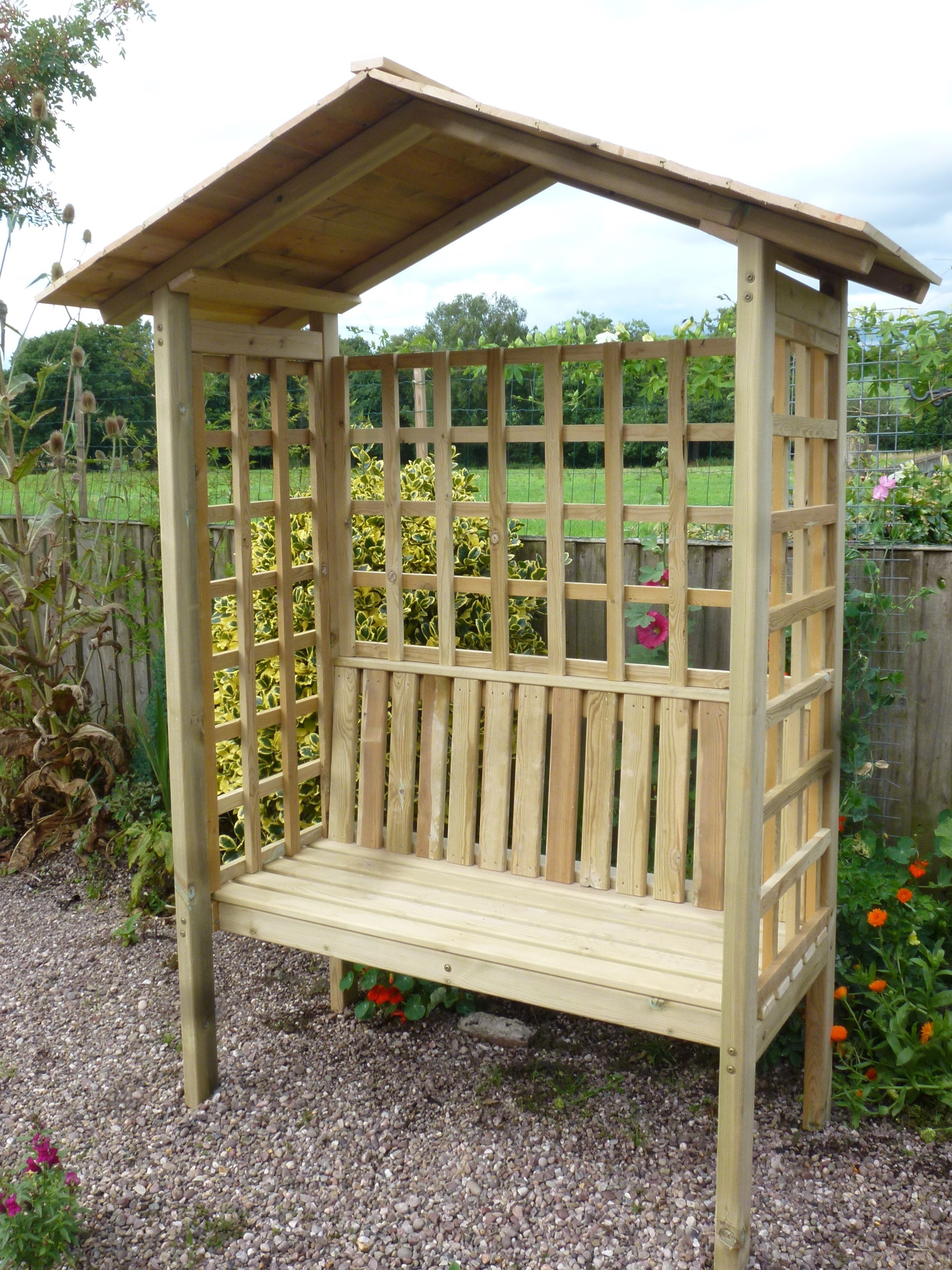 Arbour - Square trellis sides with square trellis back — Country Rustics