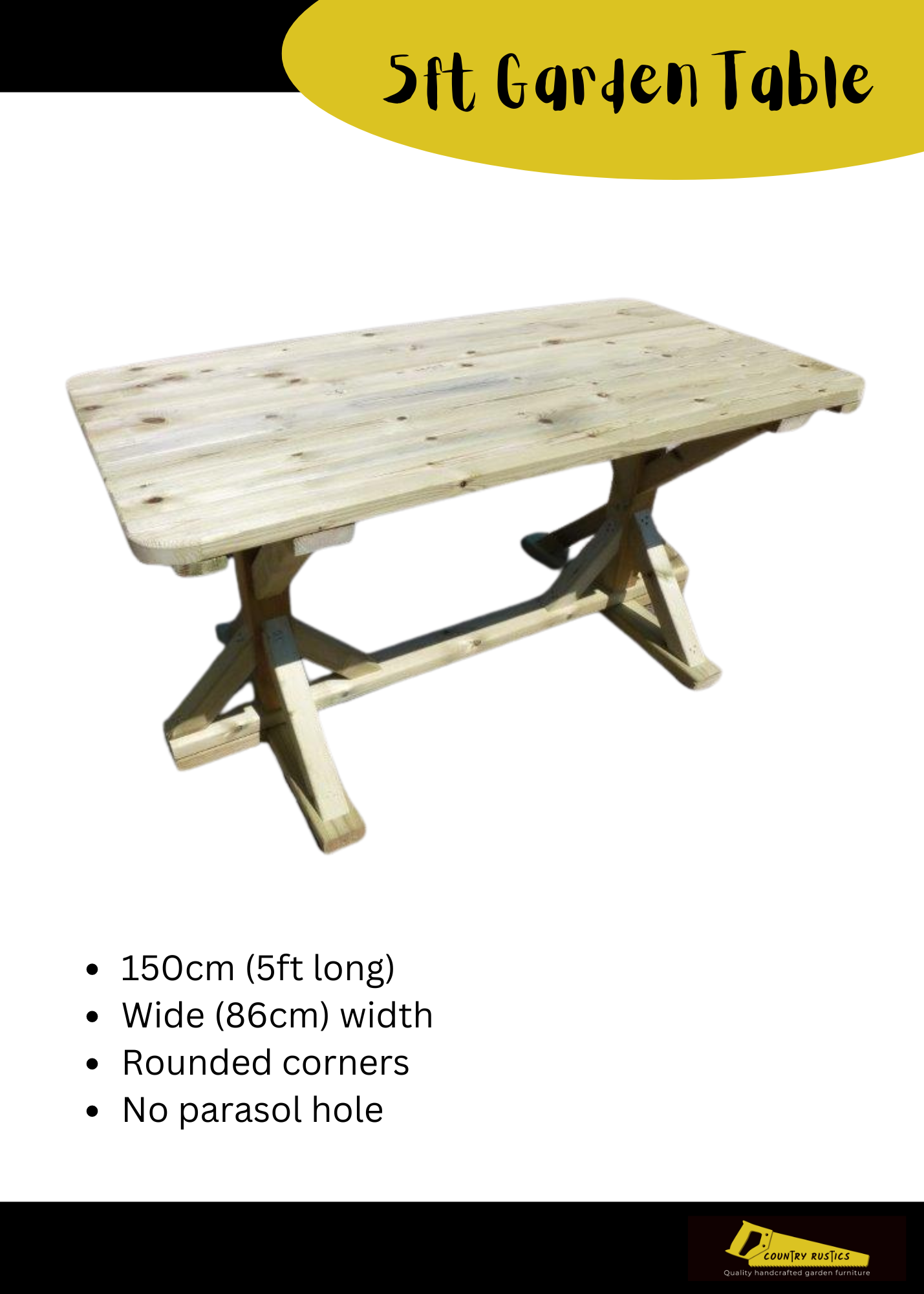 Rectangular Garden Table — Country Rustics