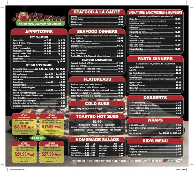 Menu — Joa's Pizza