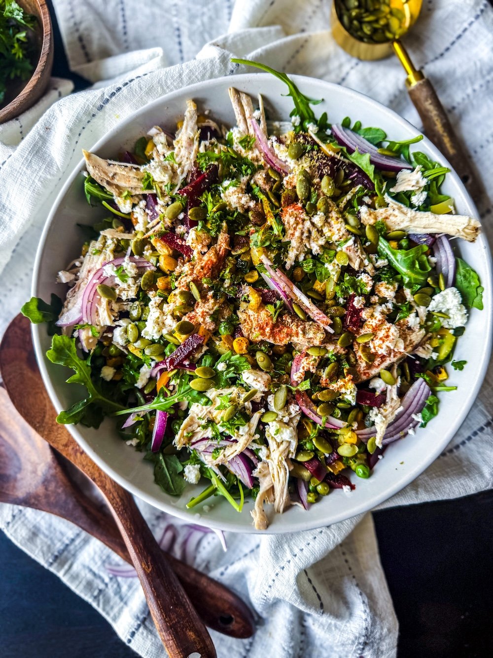 Roasted Veggie & Chicken Glow Salad — Protein Snack Queen