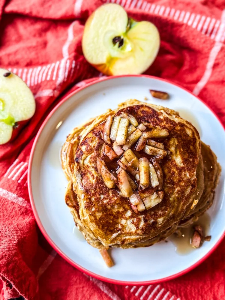 Apple Protein Pancakes Recipe with Cinnamon Apples — Protein Snack Queen