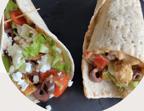 Fresh & Easy Greek Chicken Wrap Recipe with Hummus — Protein Snack Queen