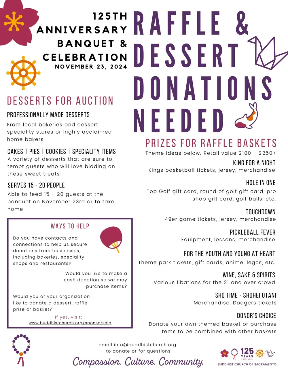 Dessert & Raffle Donations Needed - Can you help? — Buddhist Church of ...