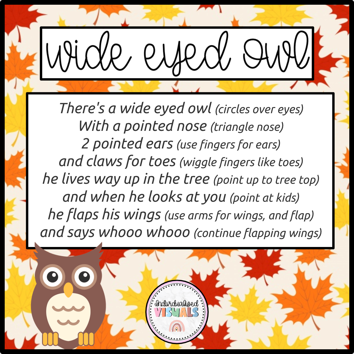 Owl Craft for Kids and Adapted Book — Individualized Visuals
