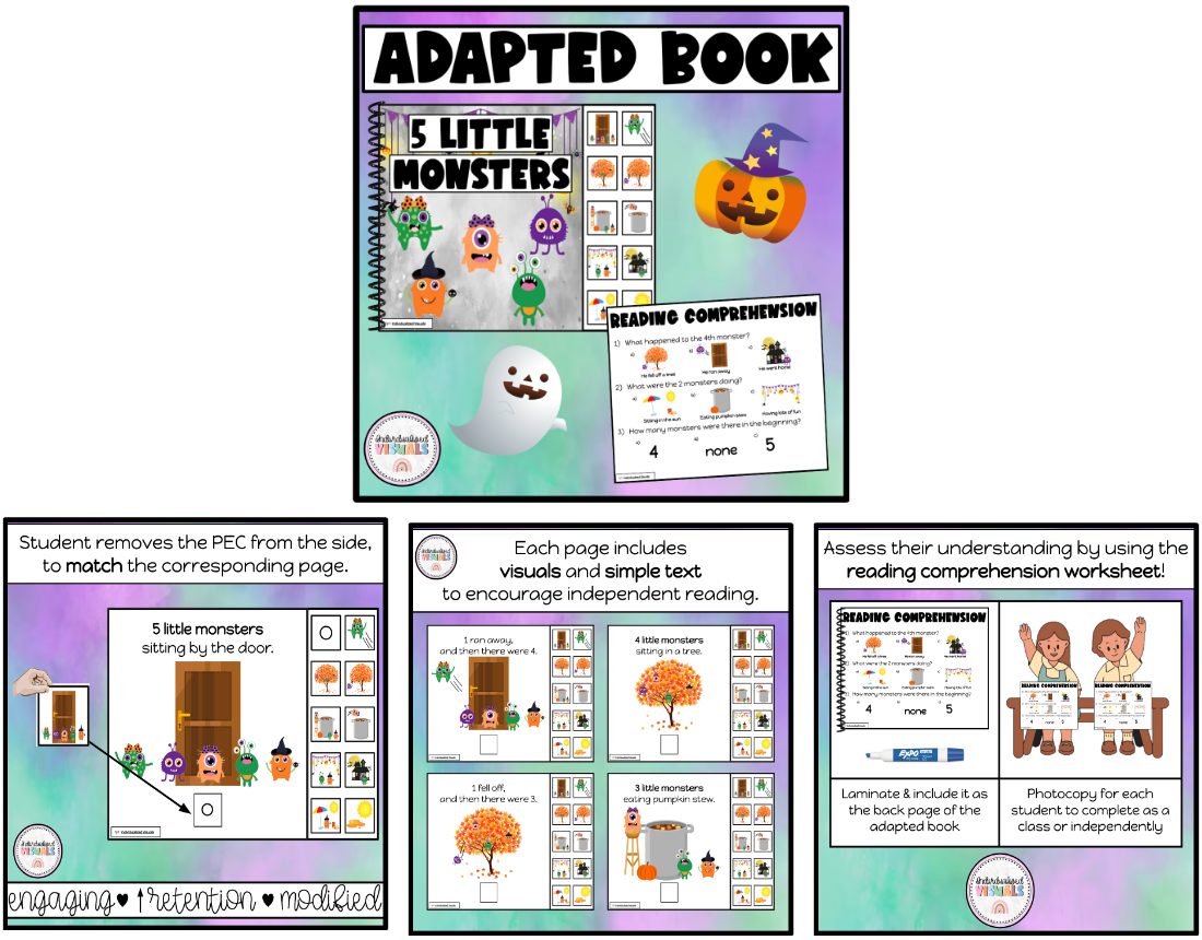 5 Little Monsters Halloween Song Activity — Individualized Visuals