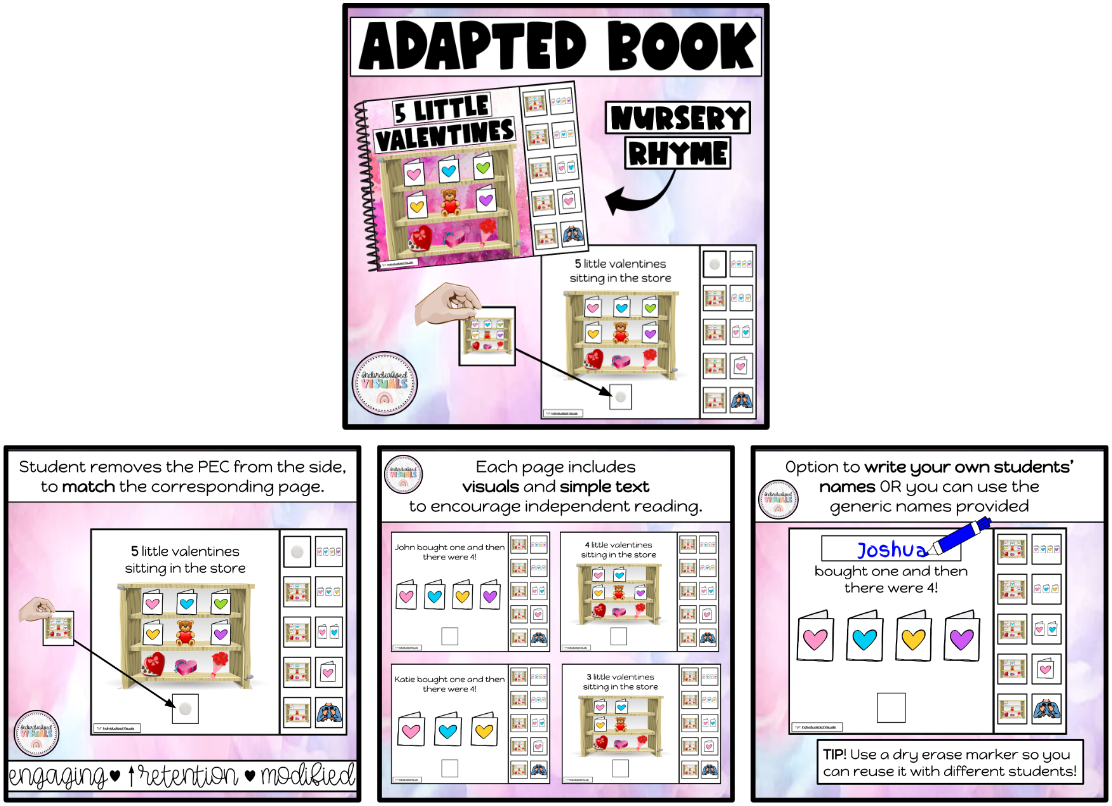 5 Little Valentines Song - Adapted Book for SPEC ED — Individualized ...