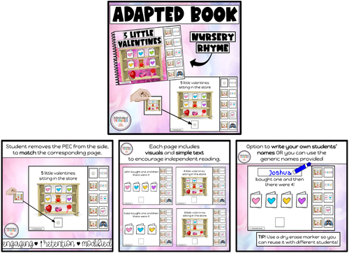 5 Little Valentines Song - Adapted Book for SPEC ED — Individualized ...