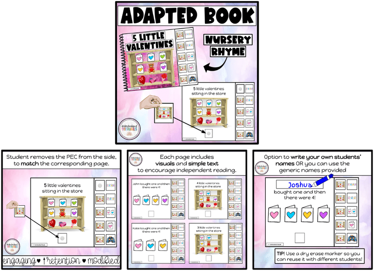 5 Little Valentines Song - Adapted Book for SPEC ED — Individualized ...